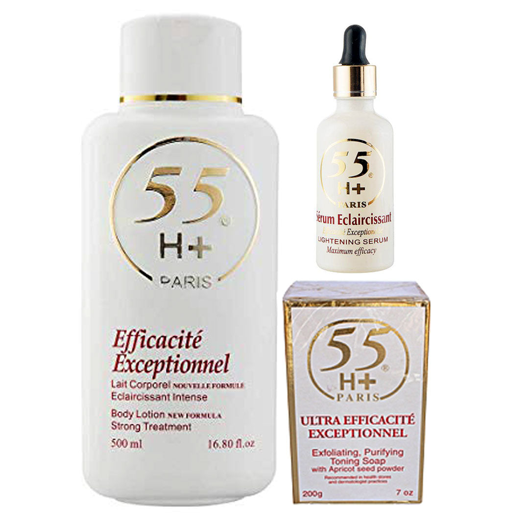 55H+ Efficacite Exceptionnel Lightening (Body Lotion, Lightening Bar S ...
