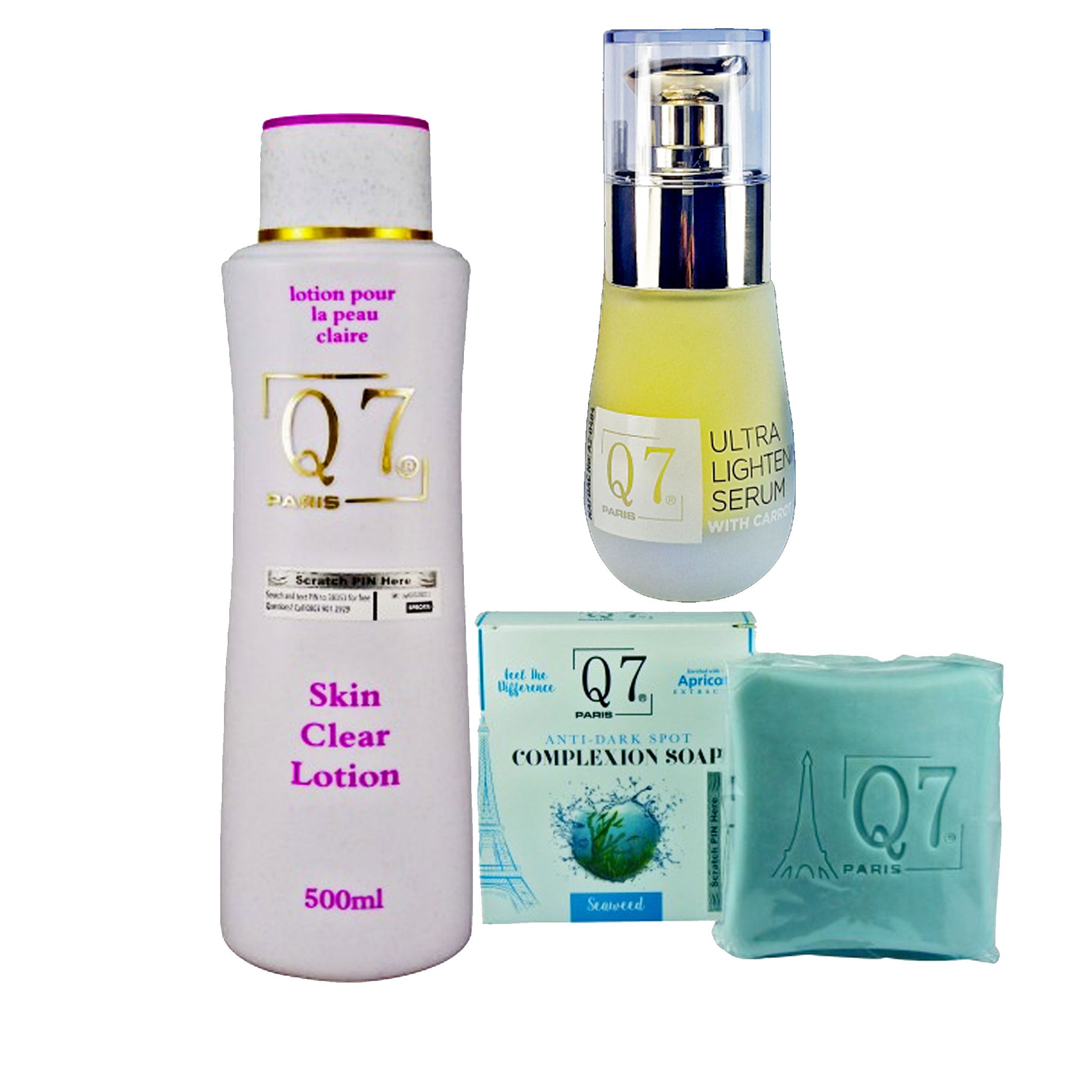 Q7 Paris Skin Clear ( Lotion, Serum And Soap ) 3-Pc Set – Coccibeauty