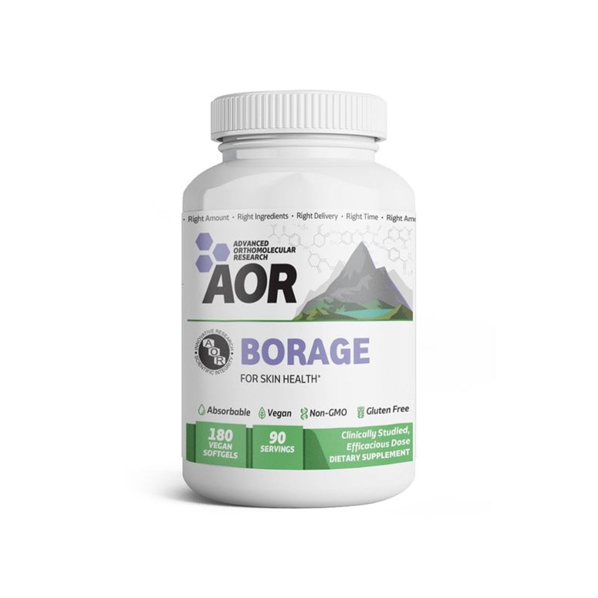 Advanced Orthomolecular Research AOR Borage 180 Capsules 1044mg (For S ...