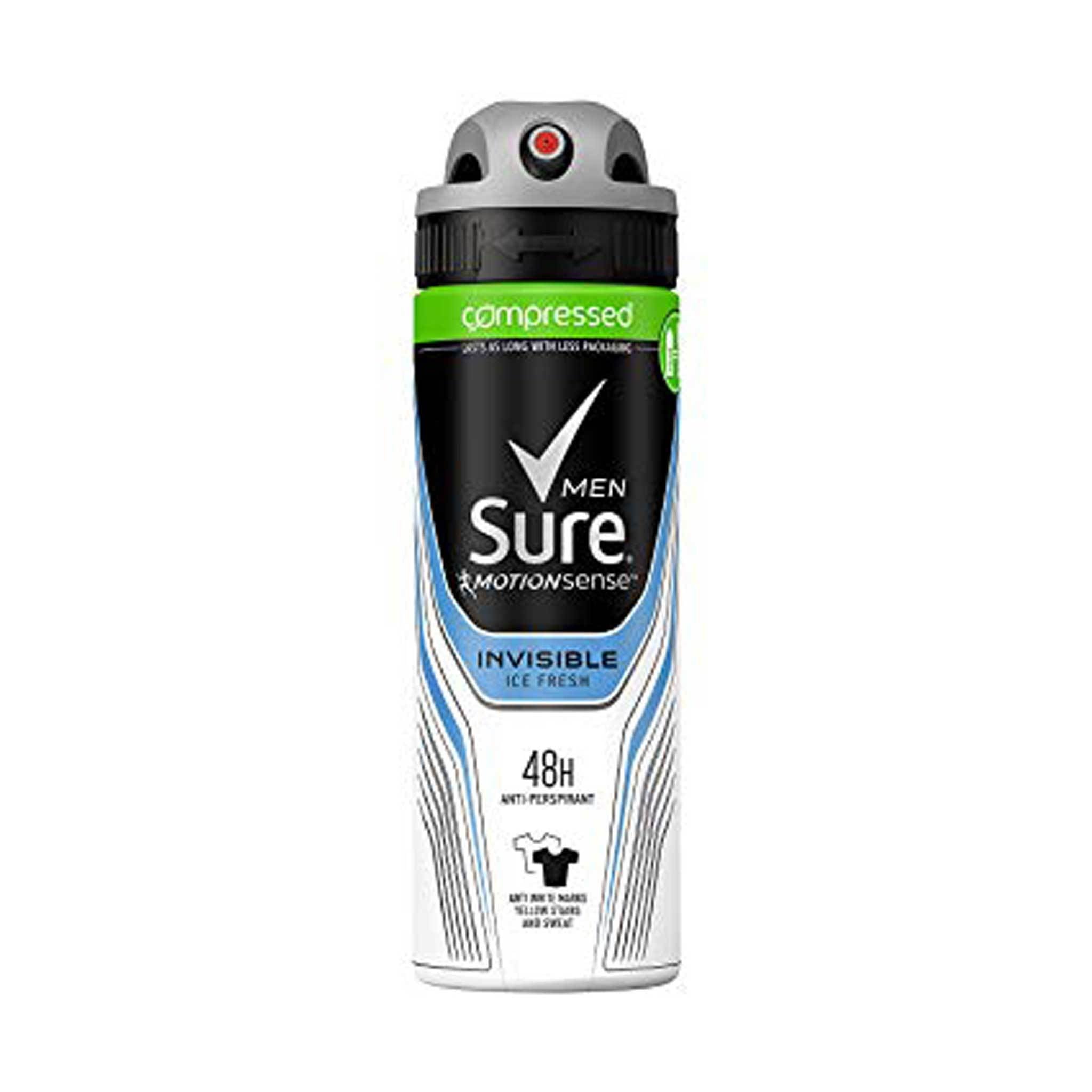 Sure Men Invisible Ice Aerosol Compressed Antiperspirant Deodorant 125 ...